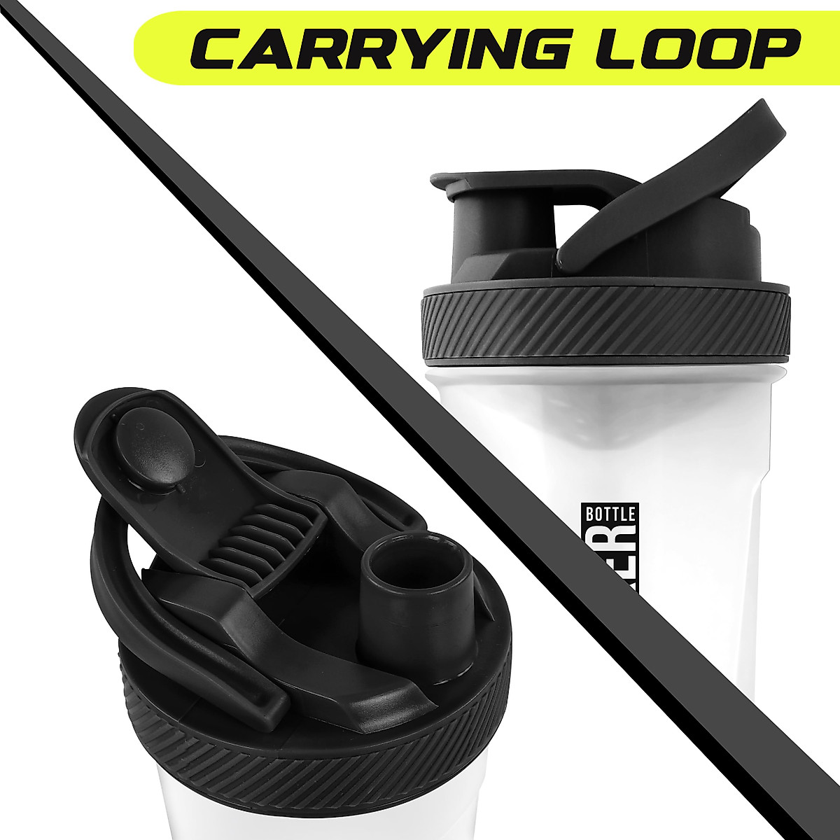 Utopia Home 2-Pack Shaker Bottle - 24 Ounce Protein Shaker Bottle for Pre & Post workout drinks - Classic Protein Mixer Shaker Bottle with Twist and Lock Protein Box Storage(All Black & Clear/Black)