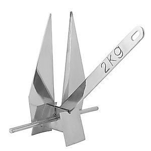 Ymiko Boat Anchor, Marine Anchor Stainless Steel High Tensile Hardware, 2kg Boat Anchor Stainless Steel Marine Hardware Parts Accessories for Boats 17 to 22 Feet