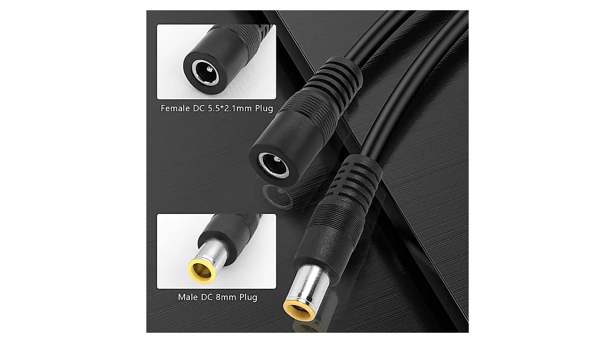 PNGKNYOCN DC 8mm to DC 5.5x2.1mm Extension Cable,14AWG DC 7909 Male to ...