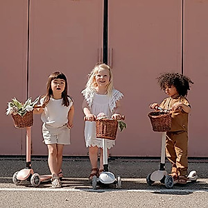 MomnLittle Foldable Scooter with LED Light-up 3 Wheel for Kids Ages 3-10 (Beige) Adjustable Height Kick Scooter for Toddler