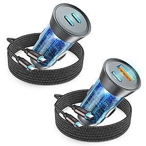 2-Pack 90W USB C Super Fast Car Charger, Dual-Port [PD/PPS 45W & QC 45W] Car Cigarette Lighter USB Charger Adaper for Samsung Galaxy S24 Ultra/S24+/S23 Ultra/S22+/S20,Note 20/10+,Tab S9/S8, iPhone 15…