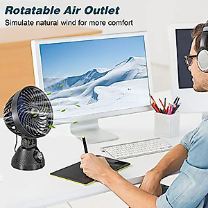 JZCreater USB Desk Fan, USB Mini Fan with Stepless Speed, 90°Auto Oscillating Fan, Quiet Rotation Strong Wind, Small Personal Fan for Bedroom Home Office Table Outdoor Stroller, 4.8inch(Black Blue