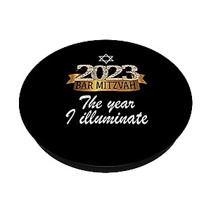 2023 Bar Mitzvah Quote Festive Black Yellow Decor PopSockets Standard PopGrip