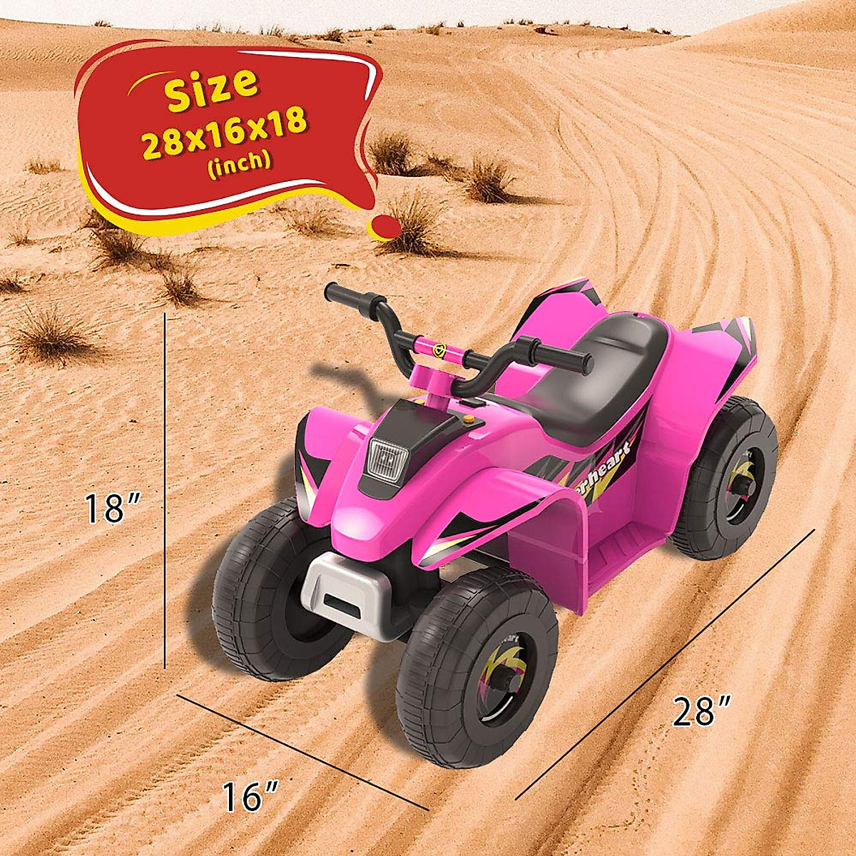 HOVER HEART 6V Electric Mini ATV Quad, 4 Color Beach Car Ride on Equiped with Backward and Forward Control Suitable to 3 Years Old Kids