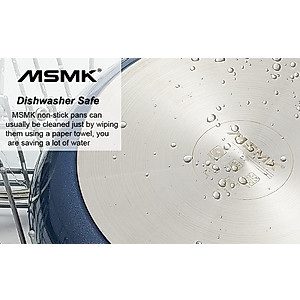 MsMk Small Nonstick Frying pan Blue, 8-inch Durable Egg Omelet Skillet, Titanium and Diamond Non Stick Coating From USA, for Induction, Ceramic and Gas Cooktops, Oven Safe, Dishwasher Safe