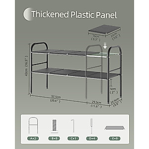 NETEL Under Sink Organizers and Storage, 2 Tier Expandable Under Cabinet Organizer Shelf with 8 Removable Panels,Expandable Shelf for Cupboard,Kitchen,Bathroom,Shoe Storage Rack