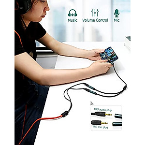 LOKUKA USB C to 2 TRS 3.5mm Headphone Mic Splitter Adapter, Build-in Hi-Res DAC Chip for Dual-Plug PC Gaming Headset to Type-C Laptop, Tablet, Mobile Phone, PS5, and More (12 inch)