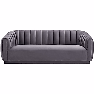 TOV Furniture Arno Collection Velvet Livingroom Sofa, Grey