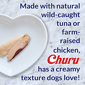 INABA Churu for Dogs, Grain-Free, Lickable, Squeezable Creamy Purée Dog Treat/Topper Tubes, Chicken with Cheese, 0.5 Ounces Each, 4 Count (Pack of 8)