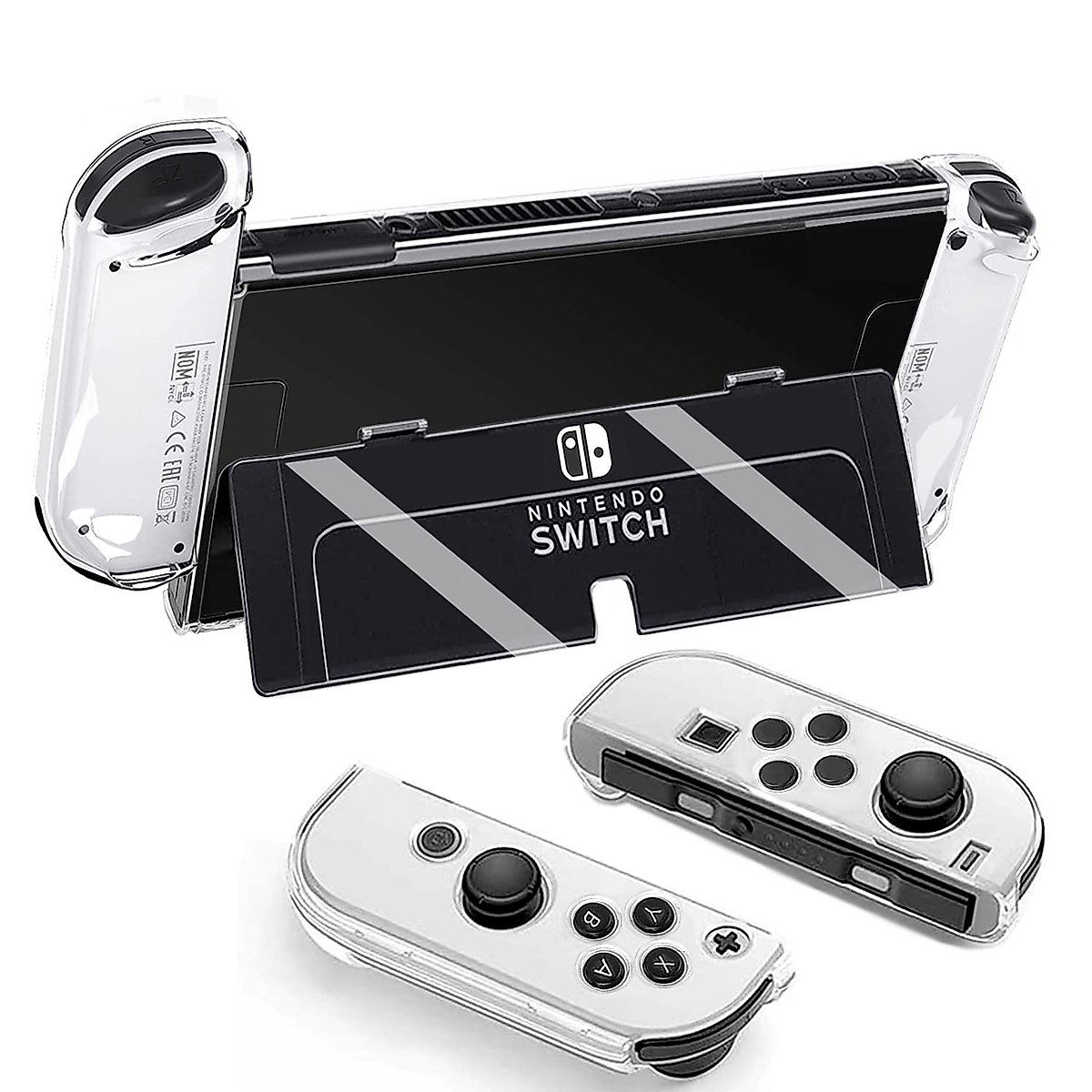 Clear Case for Nintendo Switch OLED, 3 in 1 Dockable Protective Case for Switch OLED and Joy-Con Controller Shock-Absorption and Anti-Scratch Design (Clear)
