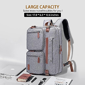 MOLNIA 3 in 1 Laptop Backpack, 17.3 inch Computer Bags for Men, Laptop Backpack for Men, for Travel Bussiness Men Women, Grey