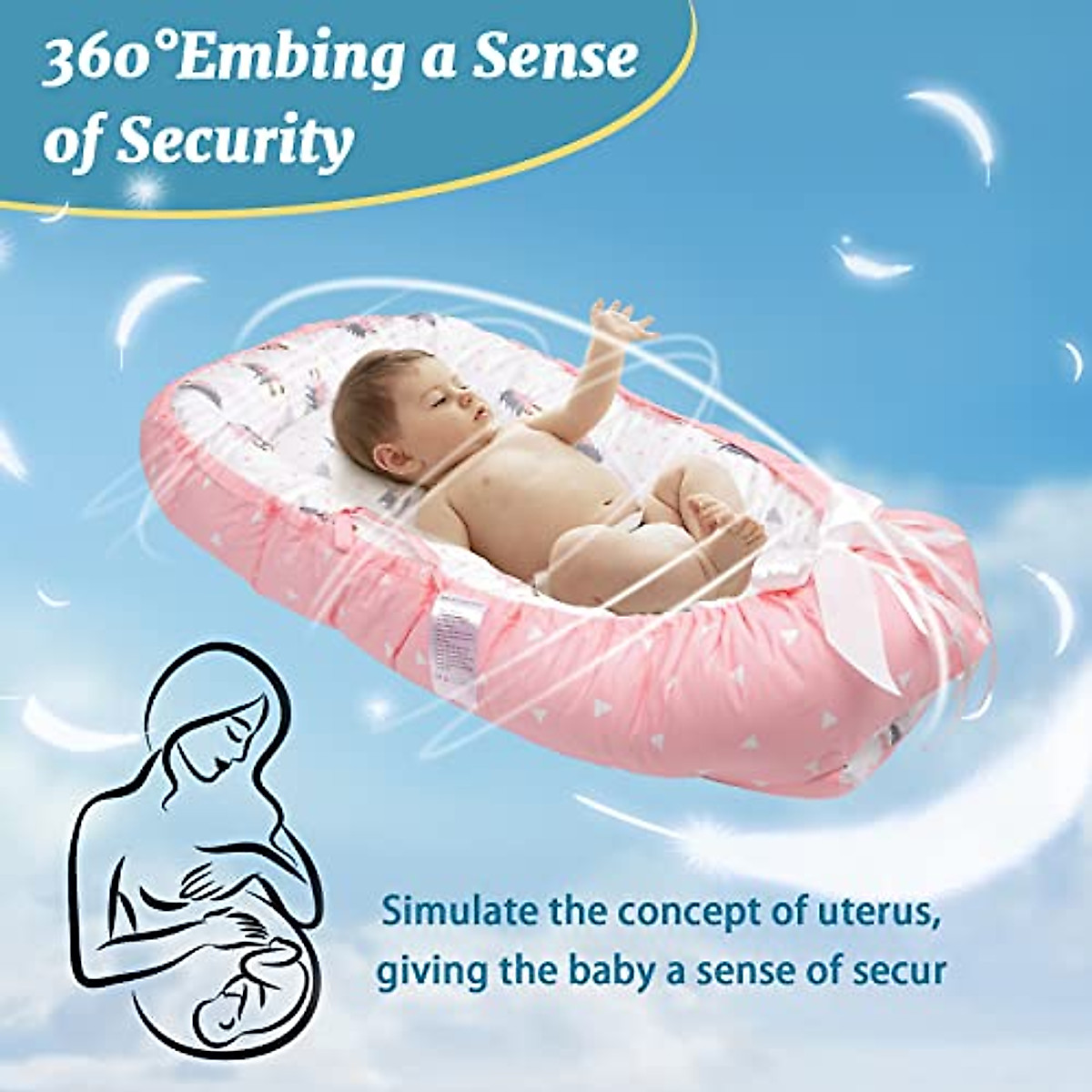 PHEENOWL Baby Nest Cover for Co Sleeping, 100% Cotton Thicken Ultra Soft Portable Newborn Nest Cover for 0-24 Months (Forest Pink)