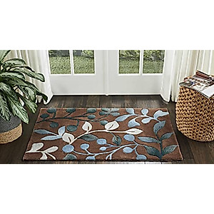Nourison Contour Floral Mocha 2'6" x 4' Area -Rug, Easy -Cleaning, Non Shedding, Bed Room, Living Room, Dining Room, Kitchen (3x4)