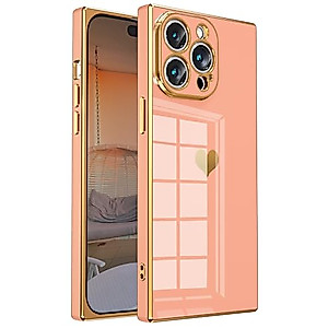 Tzomsze Square iPhone 13 Pro Max [6.7 inches] Case, Cute Full Lens Protection & Electroplate Reinforced Corners Shockproof Edge Bumper Case - Candy Pink