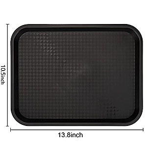Yarlung 12 Pack Fast Food Tray, 13.8 x 10.5 Inch Plastic Restaurant Serving Tray Cafeteria Tray for Coffee Table, Kitchen, Party, Black