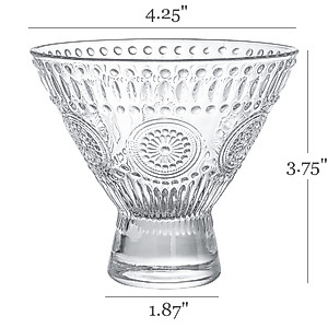 Kingrol 6 Pack Stemless Martini Glasses, Cocktail Glasses, 8 oz Glass Dessert Bowls, Mini Trifle Bowls, Perfect Glassware for Home Bar, Restaurant, Party