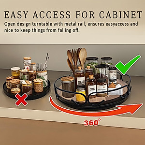 HomenComfy Lazy Susan Turntable for Cabinets, Kitchen, Bathroom Countertops, OPENICE 11-Inch Wooden Lazy Susan Organizer for Dining Table, Rotating Spice Organizer, Mom's Beloved Gift