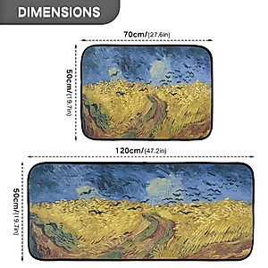 ALAZA Oil Painting Van Gogh 2 Piece Kitchen Rug Floor Mat Set Runner Rugs Non-Slip for Kitchen Laundry Office 20" x 28" + 20" x 48"