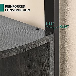 YITAHOME 6-Tier Corner Shelf, 68.8" Tall Industrial Free Standing Corner Bookshelf, 6 Shelf Display Corner Bookcase Open Small Book Shelves for Bedroom, Living Room, Small Space, Charcoal Gray + Black