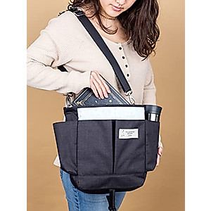 HAIKU To Go Convertible 2.0 Crossbody and Backpack Messenger-Style Travel Bag with Adjustable Shoulder Straps and Dual Water Bottle Pockets, Black in Bloom