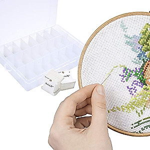 Peirich Embroidery Floss Organizer Box - 24 Compartments with 100 Hard Floss Bobbins and 459 Color Number Stickers