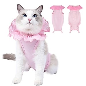 Cat Recovery Suit Cat Onesie for Cats After Surgery Female, Breathable Cat Surgery Recovery Suit for Abdominal Wounds Post-Surgery, Cat Surgical Spay Recovery Shirt for Cats Kitten Pink Small