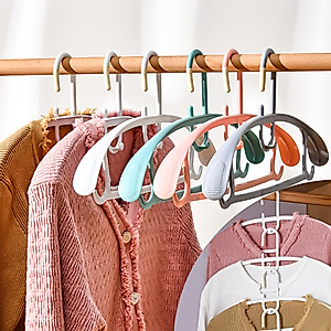 30 Pack Plastic Clothes Hangers with Rubber Buckle, Stackable No Shoulder Bump Heavy Duty Coat Hangers, Non-Slip Space Saving Dry Wet Closet Hangers for Suits, Jackets, Sweater (Beige)