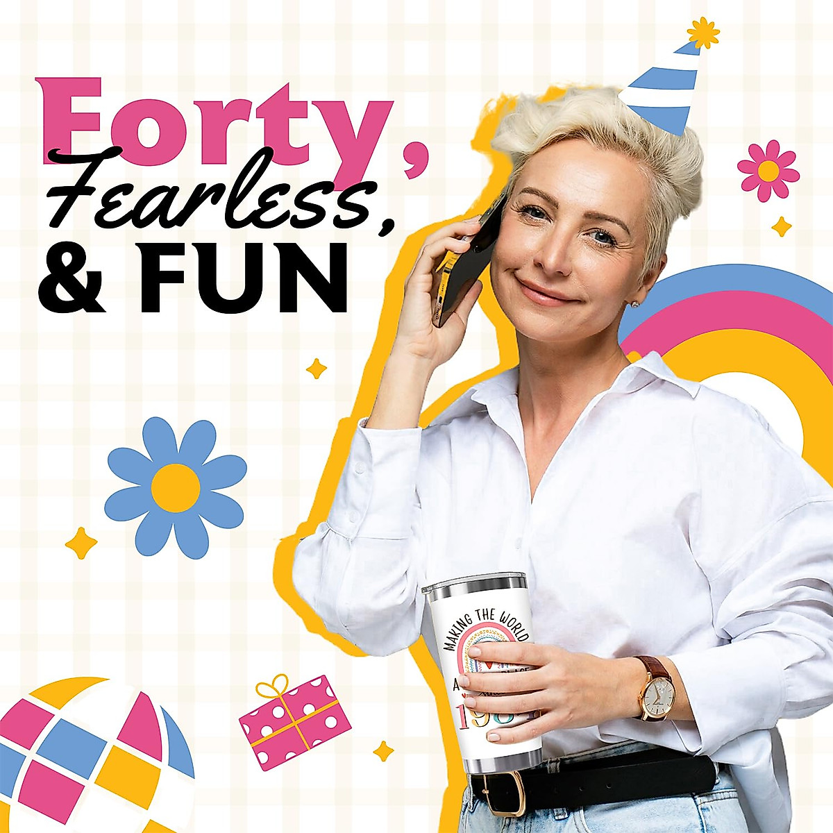 ZAGKOO 40th Birthday Gifts Women - 40th Birthday Decorations Woman, Man - 40 Year Old Gifts Unique Ideas, Making World Better Since 1984 Cool 40th Birthday - Funny Happy Turning 40-20oz Tumbler Cup