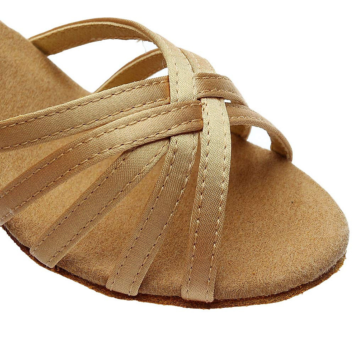 JHKUNO Women's Ankle Strap High Heels Dance Sandals Dancing Rumba Waltz Prom Ballroom Latin Salsa Dance Shoes Pumps Khaki