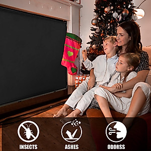 Magnetic Fireplace Cover for Inside Fireplace Stops Heat Loss, Fireplace Blanket Draft Stopper for Winter & Summer, Hot & Cold Air Blocker, Black, 38”W X 31”H Insulated Fireplace Draft Cover