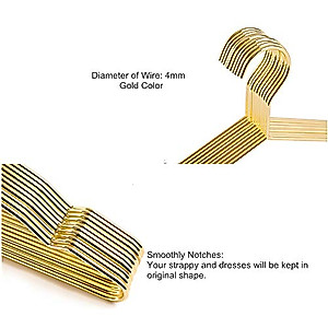 Better to U 17 Inch Metal Clothes Hanger, 4.0mm Heavy Duty Shirt Blouse Hanger for Coat Suit Bridal Boutique, Space Saving Slim Wire Hanger for Camisole Trousers Wedding Dress（Gold 36pack）