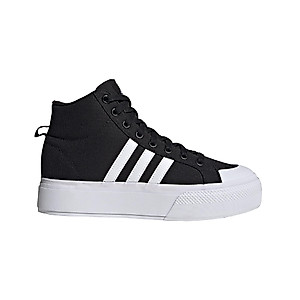 adidas Women's Bravada 2.0 Mid Platform Skate Shoe, Core Black/White/Core Black, 10