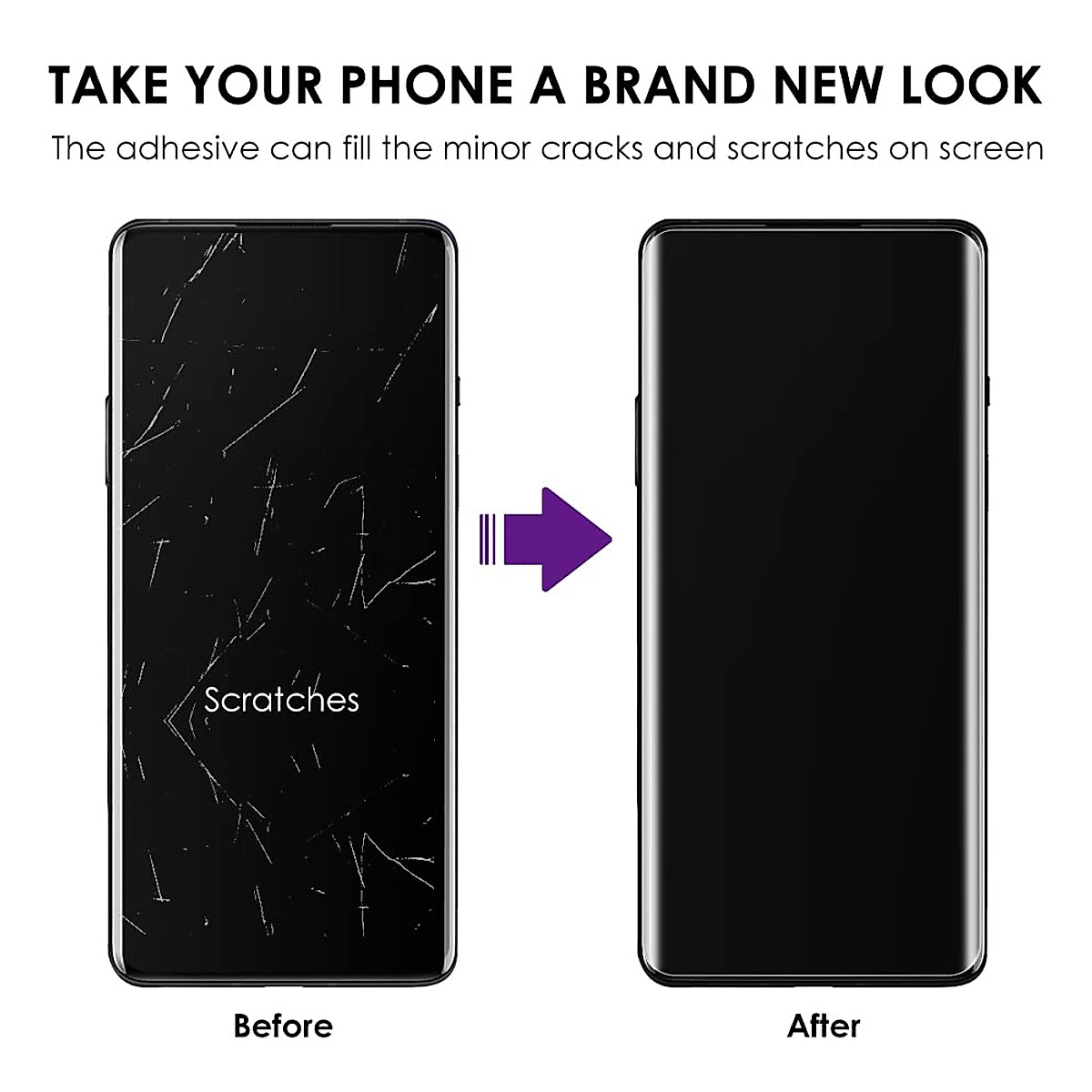 Akcoo [3 Pack OnePlus 7 / 7T Screen Protector, Tempered Glass UV Set, Full Transparency, Scratch Repair, Sensitive Touch,Fingerprint-ID Compatible