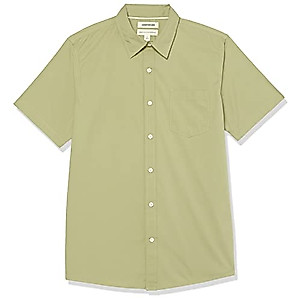 Goodthreads Men's Standard-Fit Short-Sleeve Stretch Poplin Shirt, Light Olive, X-Large