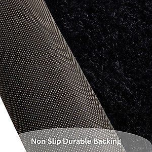 COOVA Long Pile Faux Fur Big Washable Area Rug – Soft 8x10 ft Living Room Carpet, Comfortable Non-Shedding Shag Rug, Stylish Floor Covering, Carpet for Bedroom,Black