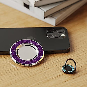 ROMSEA Glitter Compatible with Magsafe Socket Base Removable and Wireless Charging Compatible 【Base Only】 Work with Socket Grip, Ring Compatible with iPhone 14/13/12 Series,Glitter Purple.