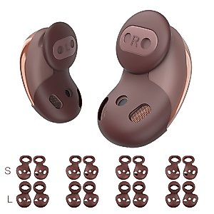 [8 Pairs] for Galaxy Buds Live Ear Tips, Anti-Slip Silicone Ear Tips Cover Compatible with Samsung Galaxy Buds Live Earbuds Cover Accessories Earbuds Wing Tips Replacement (Brown) (2 Sizes - S/L)