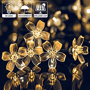 shinymolly 2 Pack Solar String Lights Outdoor Decoracion, 50 LED 21.3ft Warm White Waterproof Fairy Flower String Christmas Lights for Tree, Patio, Indoor Garden, Room, Holiday(50L-Warm White)