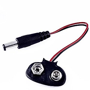 5pack 9v Battery Clip with 2.1mm X 5.5mm Male DC Plug for Arduino by Corpco