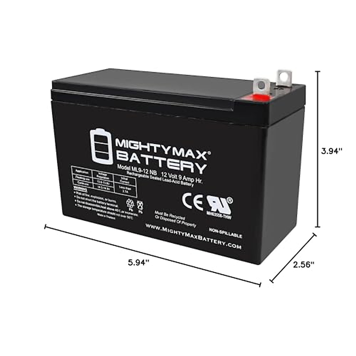 Mighty Max Battery 12V 9AH SLA Replacement Battery for Ritar RT1290