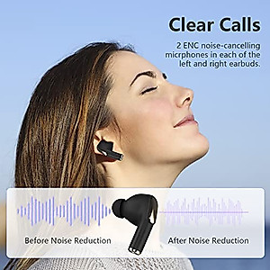 WERDEDE Wireless Earbuds Bluetooth 180 Hours Playtime Built-in Microphone LED Digital Shows Charging Bluetooth Headphones (J68-Black)