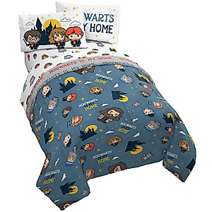 Jay Franco Hogwarts is My Home 4 Piece Twin Bed Set (Offical Harry Potter Product), Blue