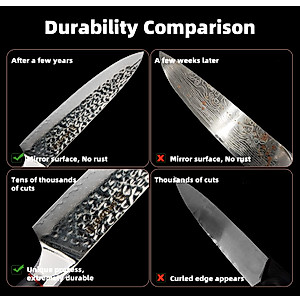 S SMAZINSTAR Chef Knife 8 inch Kitchen Knife Premium Sharp Cooking Knife HC German Stainless Steel Japanese Knife for Home Kitchen and Restaurant, Hand-Hammered, Ergonomic Handle, Gift Box