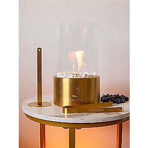 Gold Table top FirePit - Elegant Portable Tabletop Fireplace with Protective Glass & Bioethanol or Alcohol Burner - Perfect for Patio Decor & Housewarming Gifts - Tabletop firepit Indoor & Outdoor.