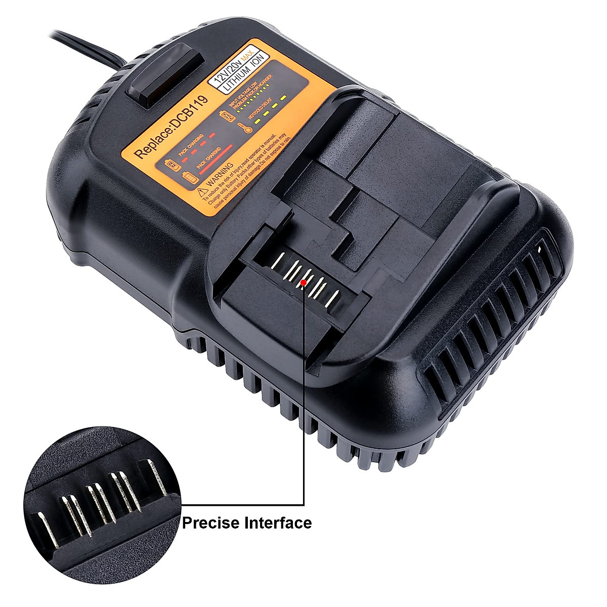 Kotoate DCB119 Car Battery Charger Compatible with 12V, 20V & 60V MAX Lithium Ion Battery DCB203 DCB201 DCB204 DCB206 DCB606 DCB609 DCB120 Replacement for 20V MAX Vehicle Charger