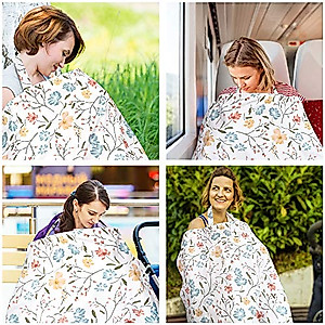 Yoofoss Nursing Cover for Breastfeeding, Soft Breastfeeding Cover for Infants Babies Nursing Apron Cover with Warm Bamboo Fiber Liner for Mother Autumn Winter Breastfeeding (Flowers)