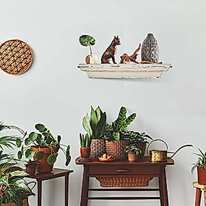 DQ DQ HOME DECOR Cheyenne Wall-Mount Display Shelf, Wall Shelves Organizer for Bedrooms, Hallways, Stairways, Entryways, Kitchens, and Bathrooms, Distressed White 24IN