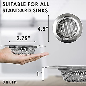 Kitchen Sink Strainer - Food Catcher for Most Sink Drains - Rust Free Stainless Steel - 2 Pack - 4.5 Inch Diameter