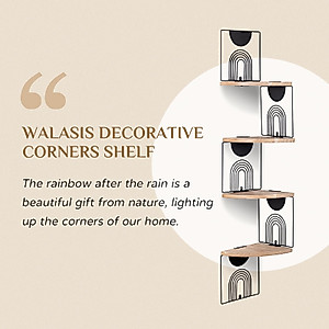 Walasis Corner Shelf Wall Mounted - 4 Tier Shelves Wall Decor for Bedroom Essentials Wood Hanging Shelves for Home Decorations