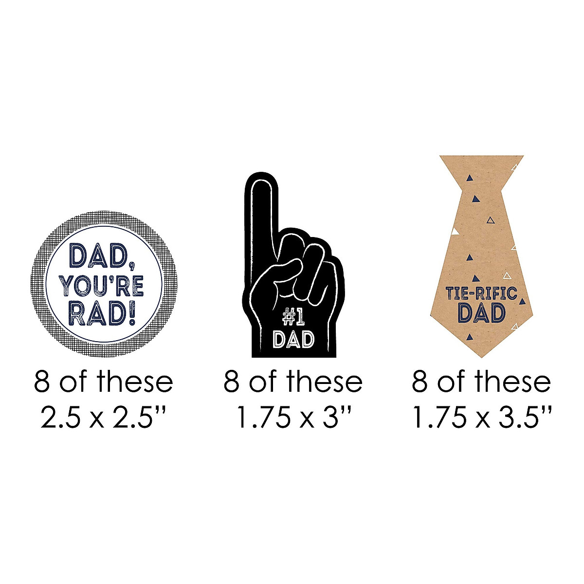 Big Dot of Happiness My Dad is Rad Paper Straw Decor - Father's Day Party Striped Decorative Straws - Set of 24